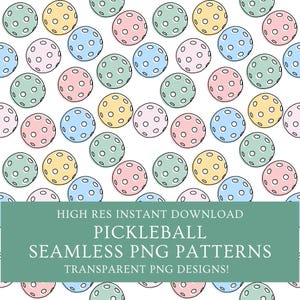 Pickleball Seamless Pattern PNG Repeating Set Preppy Sports Core Pickle ...
