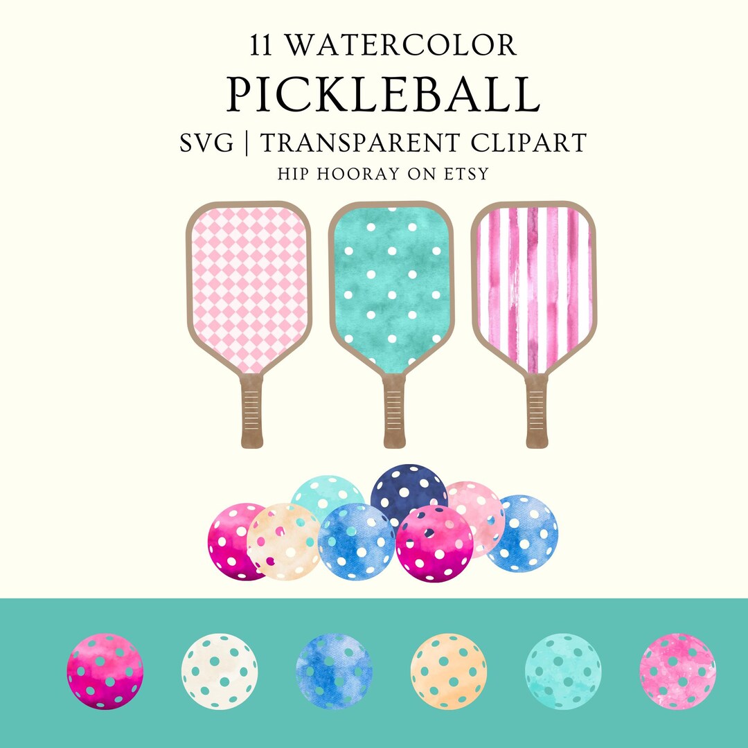 Pickleball PNG Clip Art Paddle and Ball PNG Pattern Watercolor Stripes ...