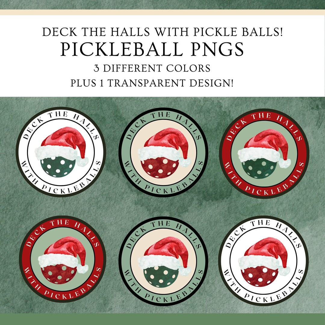 Christmas Pickleball PNG Deck the Halls With Pickleballs Green and Red ...