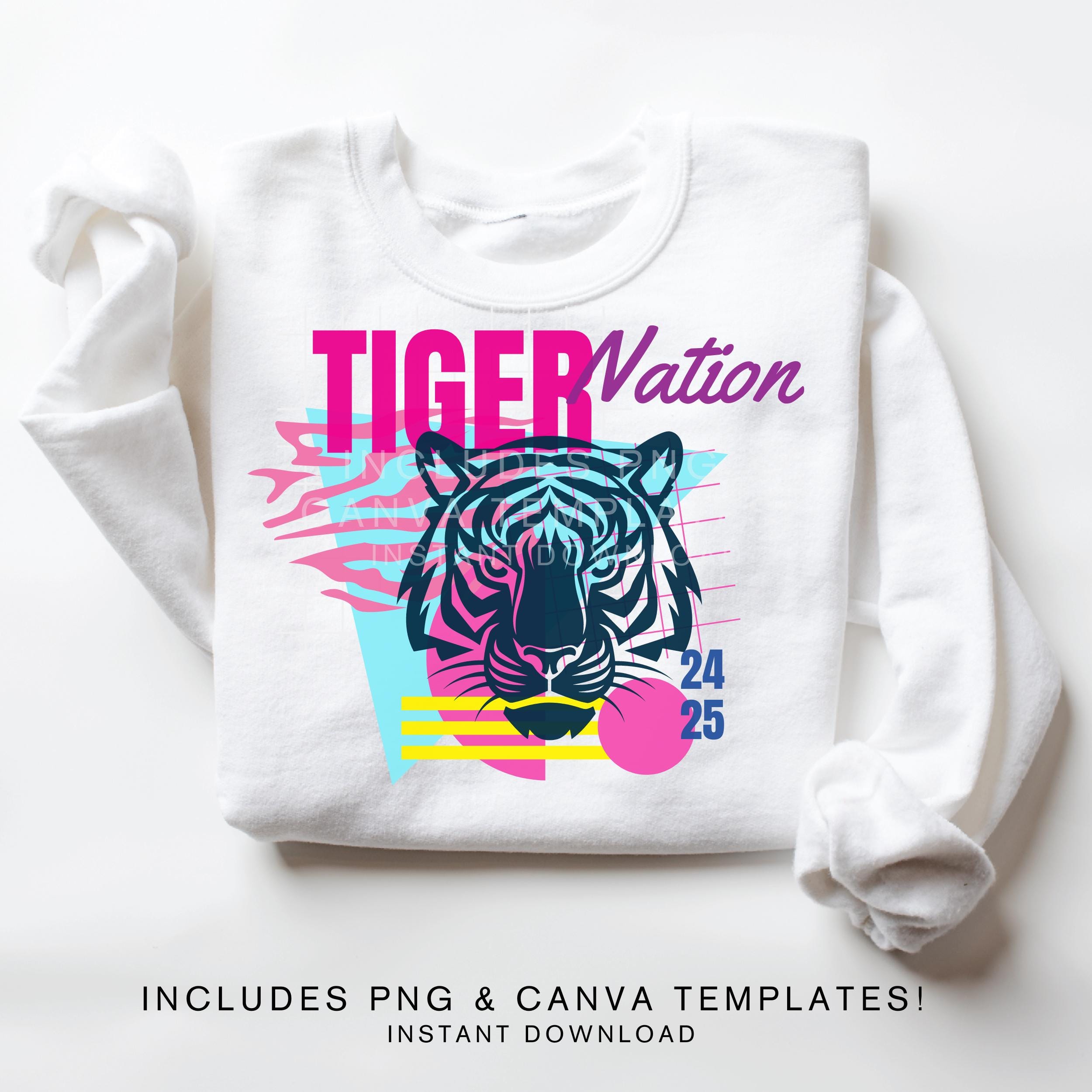 Tiger Mascot 90s Retro PNG Canva Template Editable Digital File High ...