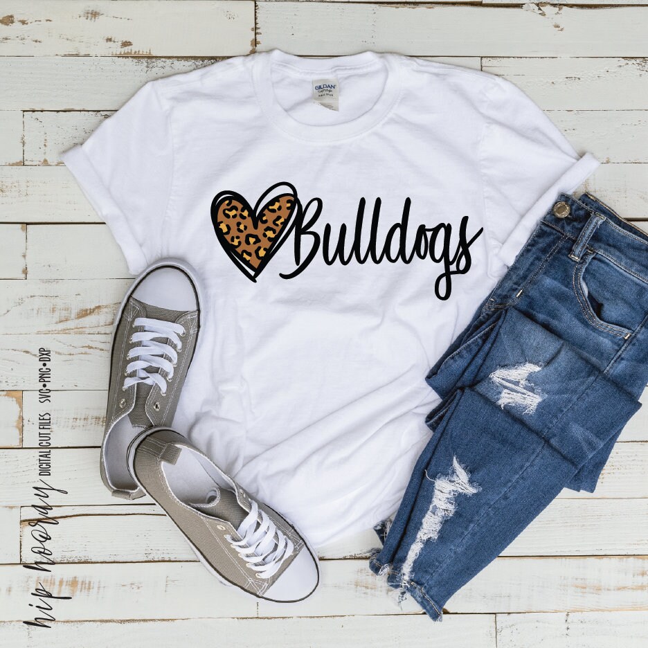 Bulldogs Svg Leopard Print Heart Bulldog Animal Football | Etsy