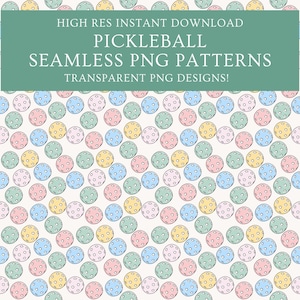 Pickleball Seamless Pattern PNG Repeating Set Preppy Sports Core Pickle ...