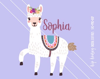 Drama Llama SVG Girl Birthday Flower Crown Girly Eyelashes | Etsy