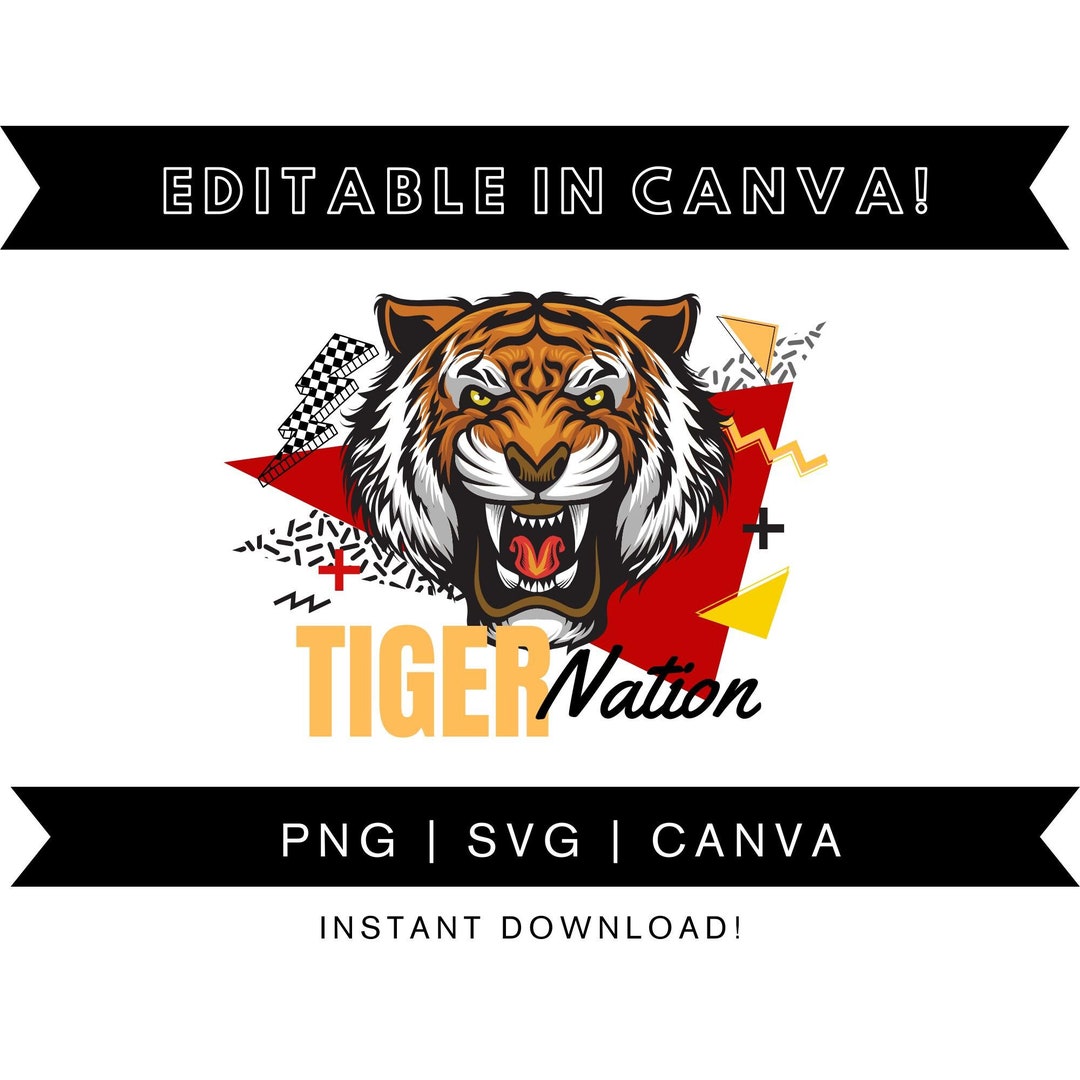 Tigers Mascot Editable in Canva School Spirit Wear Retro Style for ...