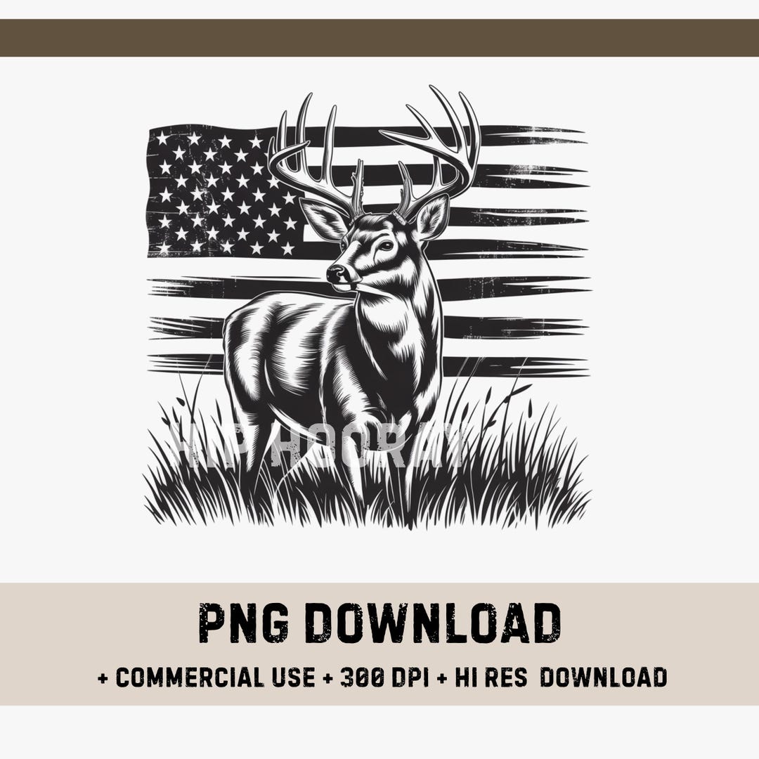 American Buck Flag Png Hunting Design Antlers Dad Deer Season Hunt USA ...