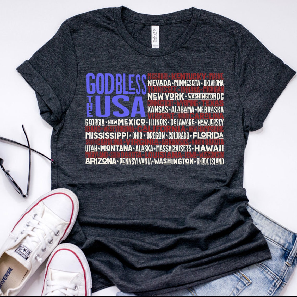 God Bless the USA States Fourth of July America State Mericca | Etsy