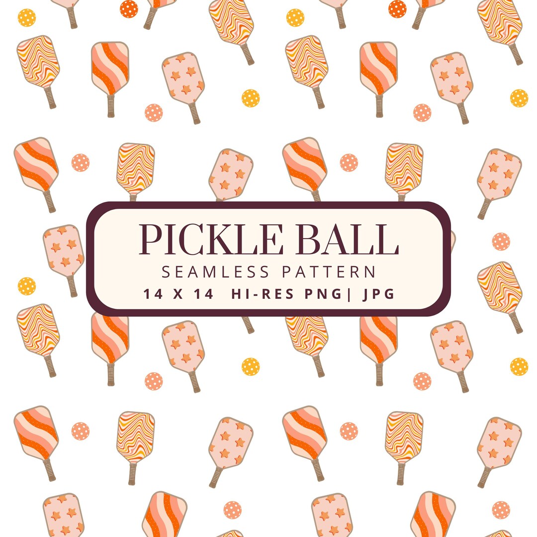 Pickleball Paddle and Ball Seamless PNG Pattern Watercolor Stripes Fall ...