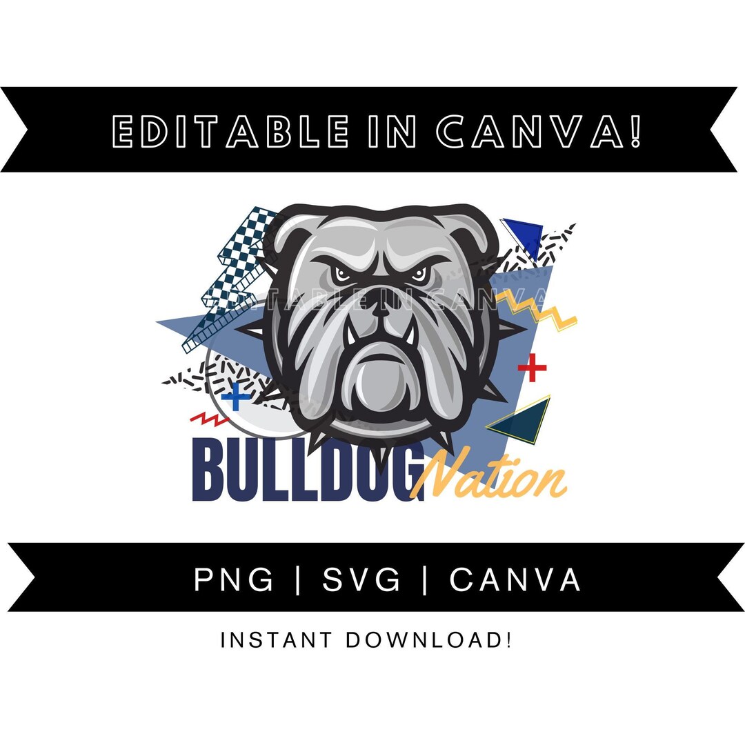 Bulldog Mascot Editable in Canva School Spirit Wear Retro Style for ...