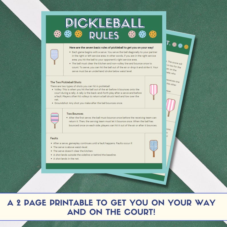 Pickleball Rules Instant Download Printable Instructions Rule Sheet ...