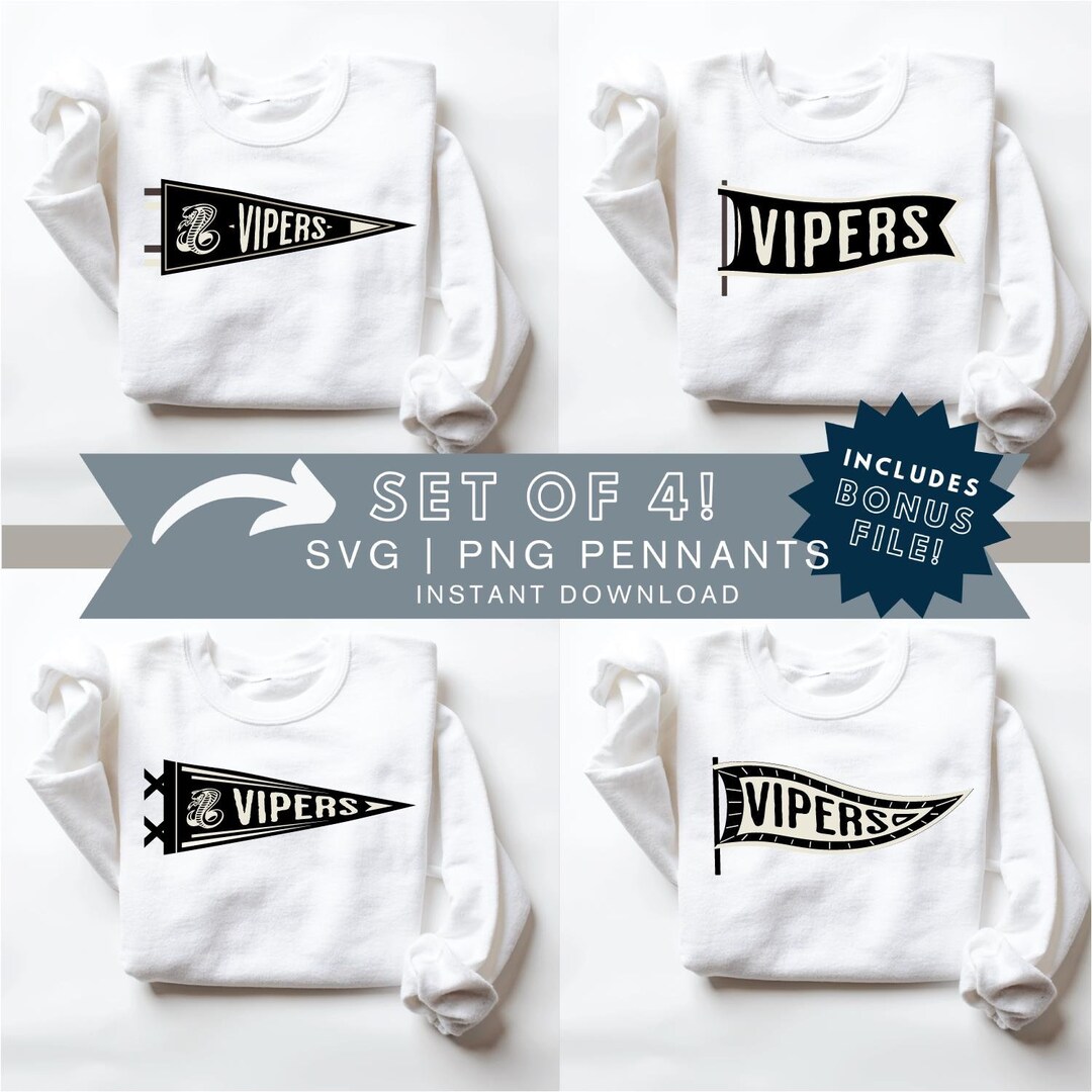 Pennant Mascot Vipers PNG SVG Digital File for High School College ...