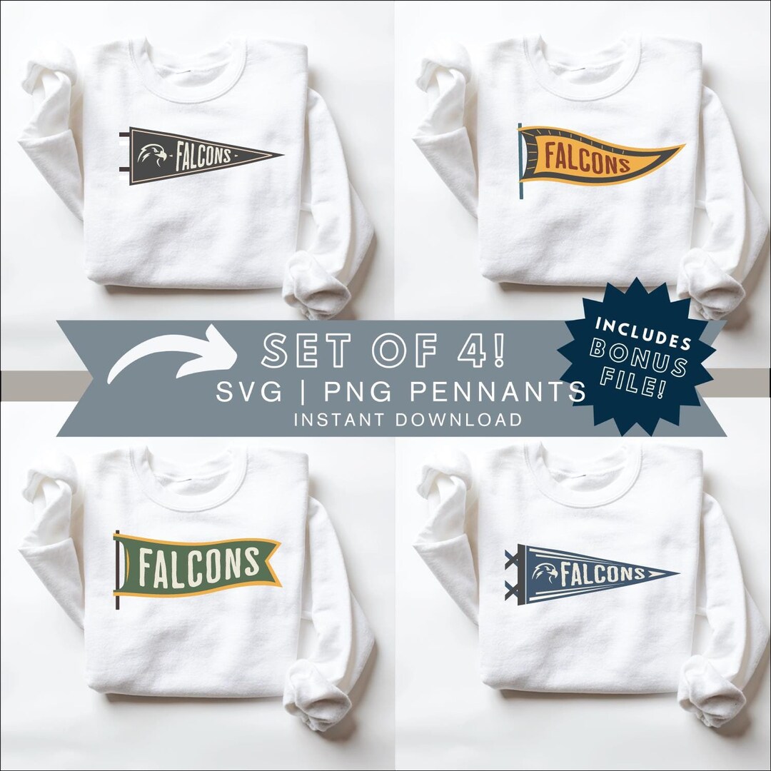 Pennant Mascot Falcons PNG SVG Digital File for High School College ...