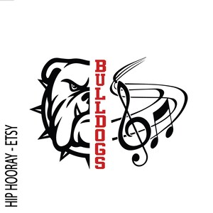 Bulldogs Band SVG Music Red Bulldog Marching Band, Music Note, Tshirt ...