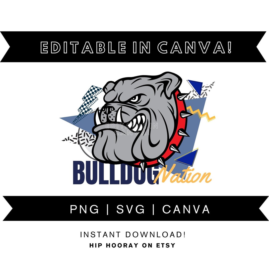Bulldogs Mascot Editable in Canva School Spirit Wear Retro Style for ...