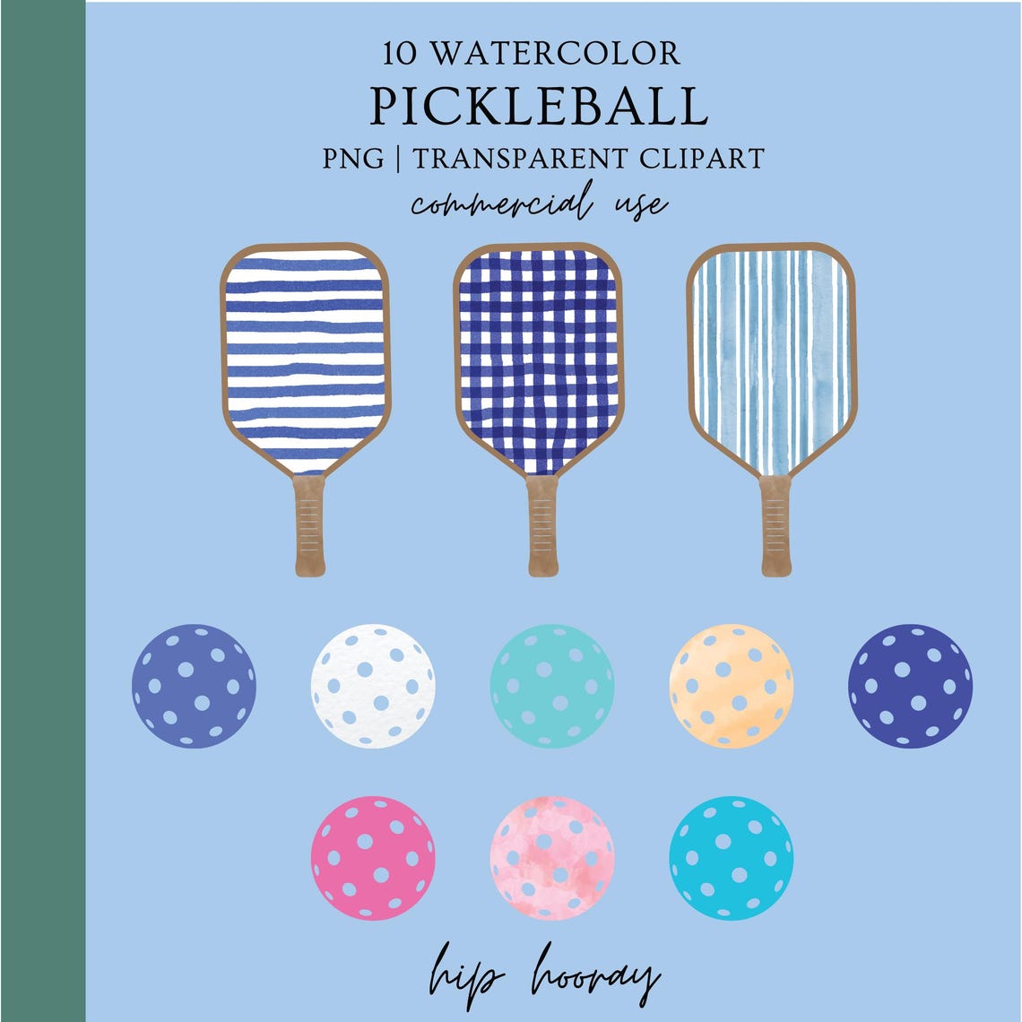 Pickleball PNG Clip Art Paddle and Ball PNG Pattern Watercolor Stripes ...