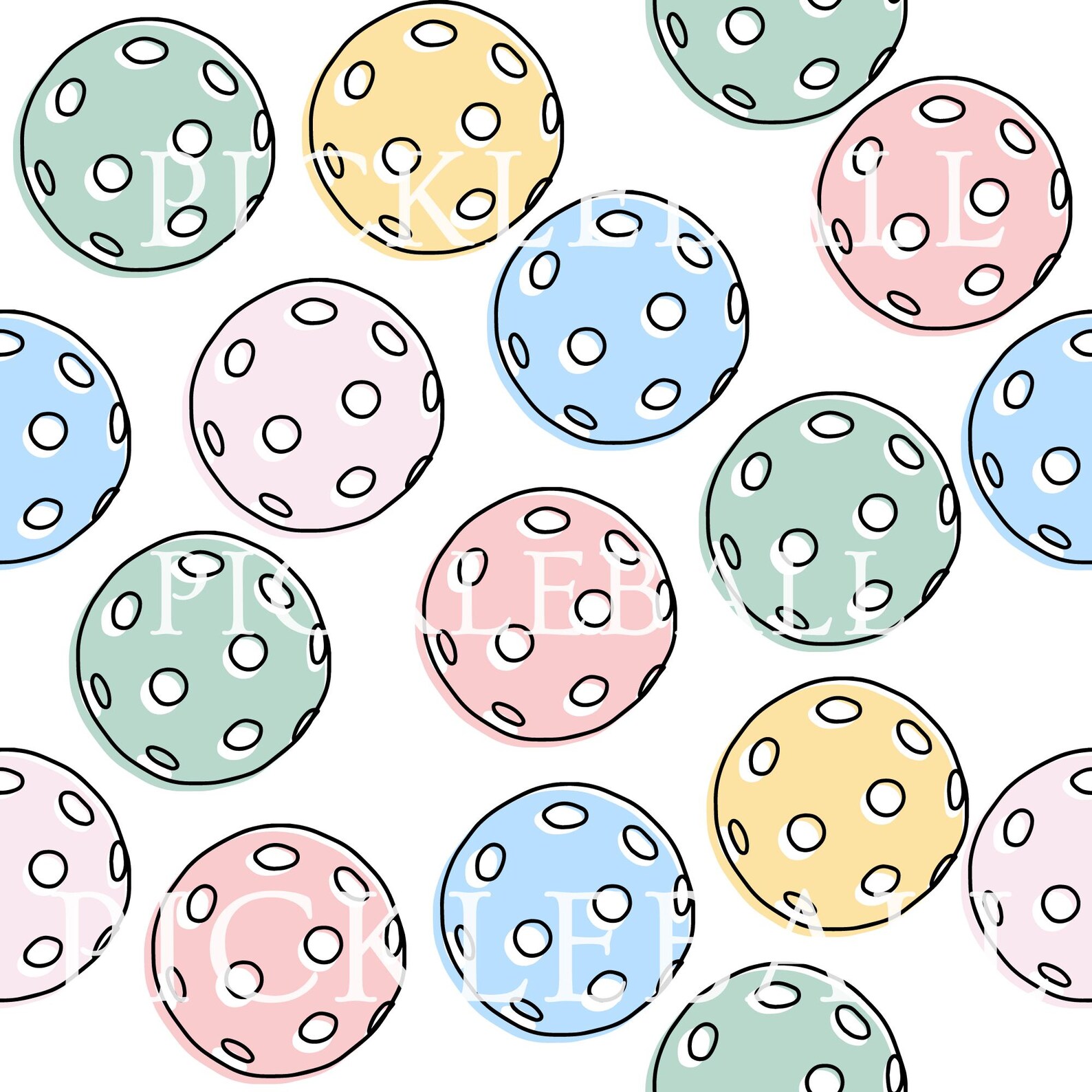 Pickleball Seamless Pattern PNG Repeating Set Preppy Sports Core Pickle ...