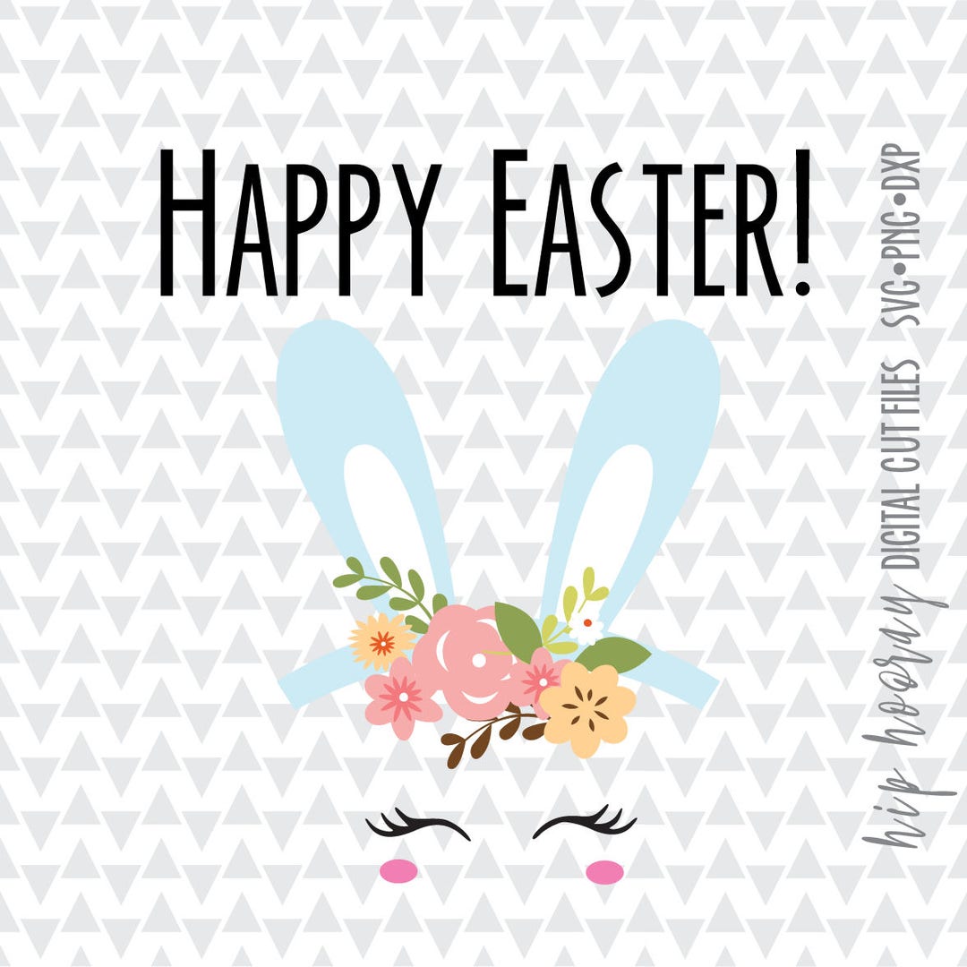 Bunny Ears SVG Easter Eyelashes Spring Face Floral Rabbit Spring Cameo ...