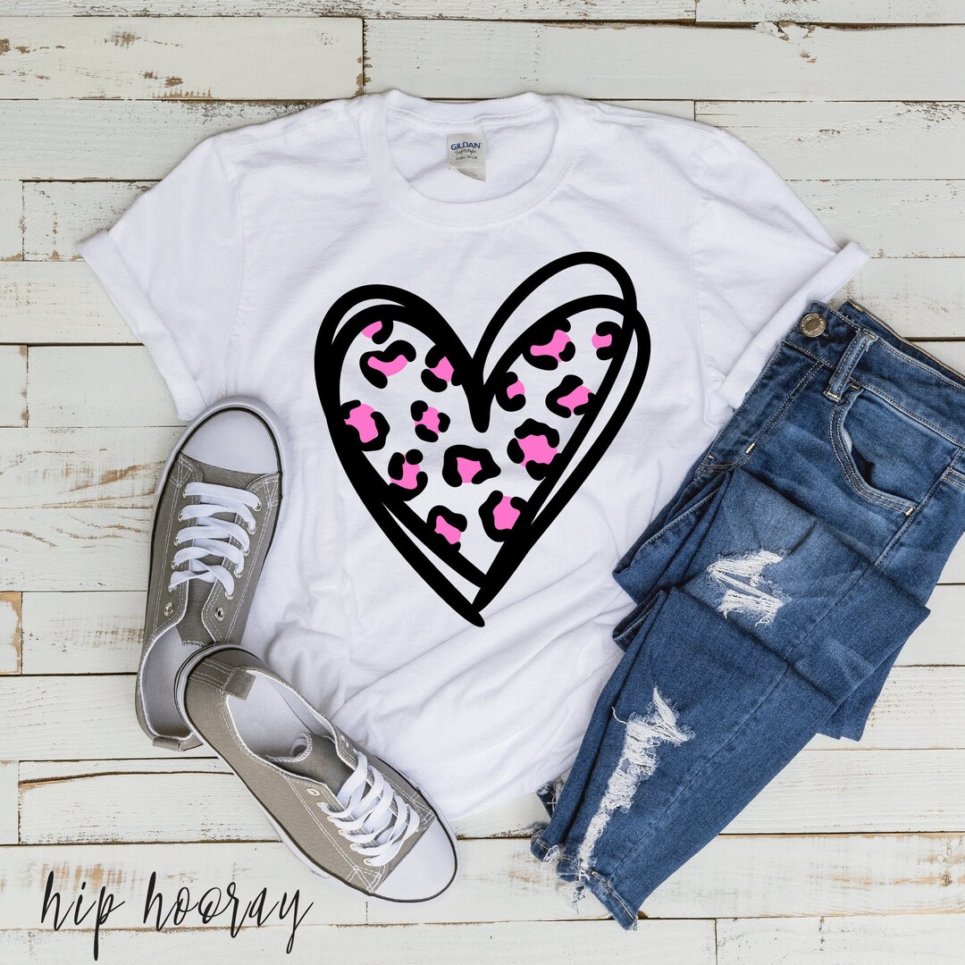 Leopard Heart Pink Valentines Day Heart Png Sublimationpolka Etsy