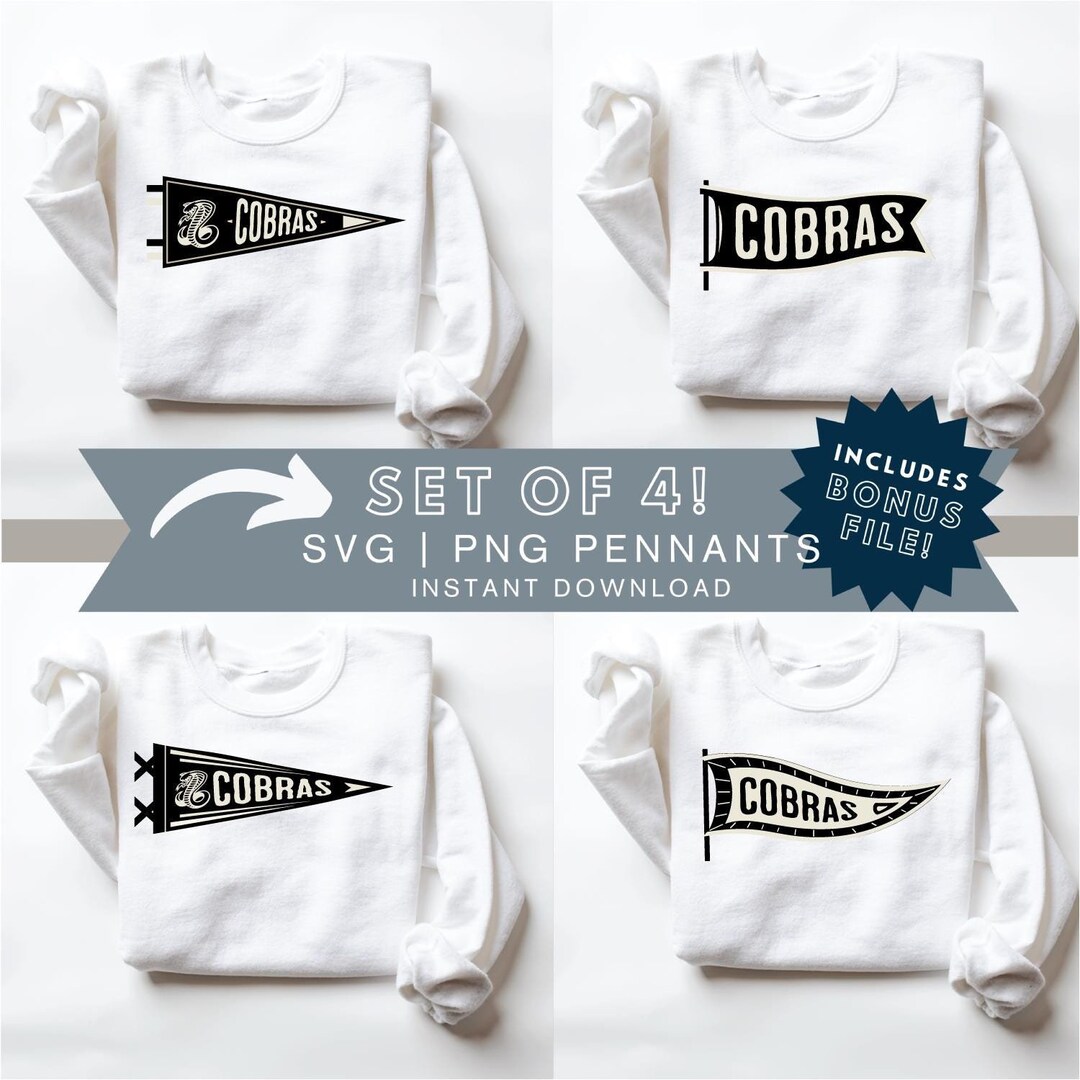 Pennant Mascot Cobra PNG SVG Retro Digital File for High School College ...