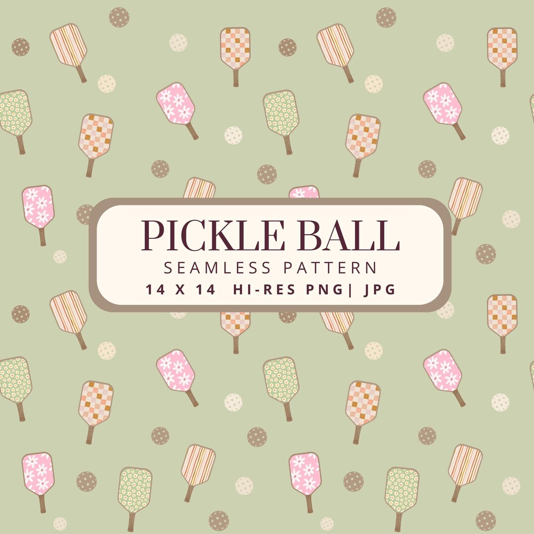 Pickleball Paddle and Ball Seamless PNG Pattern Watercolor Stripes Pink ...