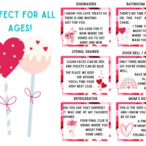 Valentines Day Scavenger Hunt Treasure Clue Activity for Kids ...
