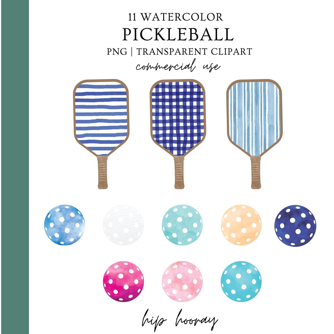Pickleball PNG Clip Art Paddle and Ball PNG Pattern Watercolor Stripes ...