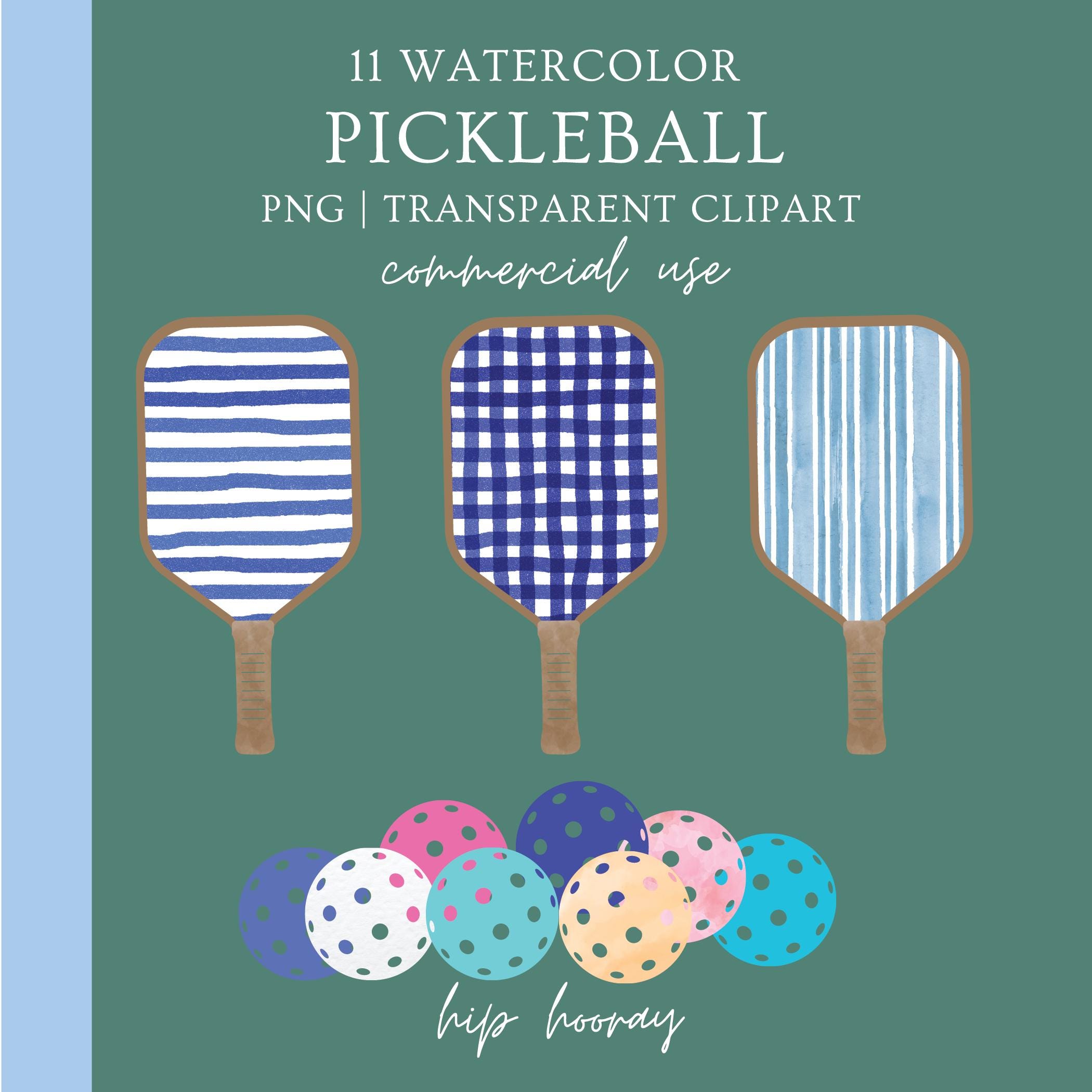 Pickleball PNG Clip Art Paddle and Ball PNG Pattern Watercolor Stripes ...
