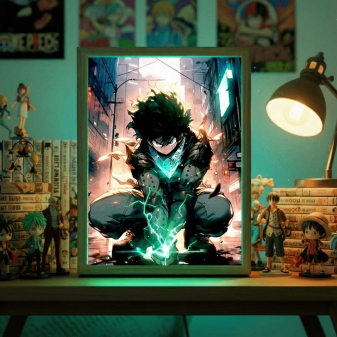 My Hero Academia Lamp Painting – Deku LED Frame, MHA Night Light, Boku ...