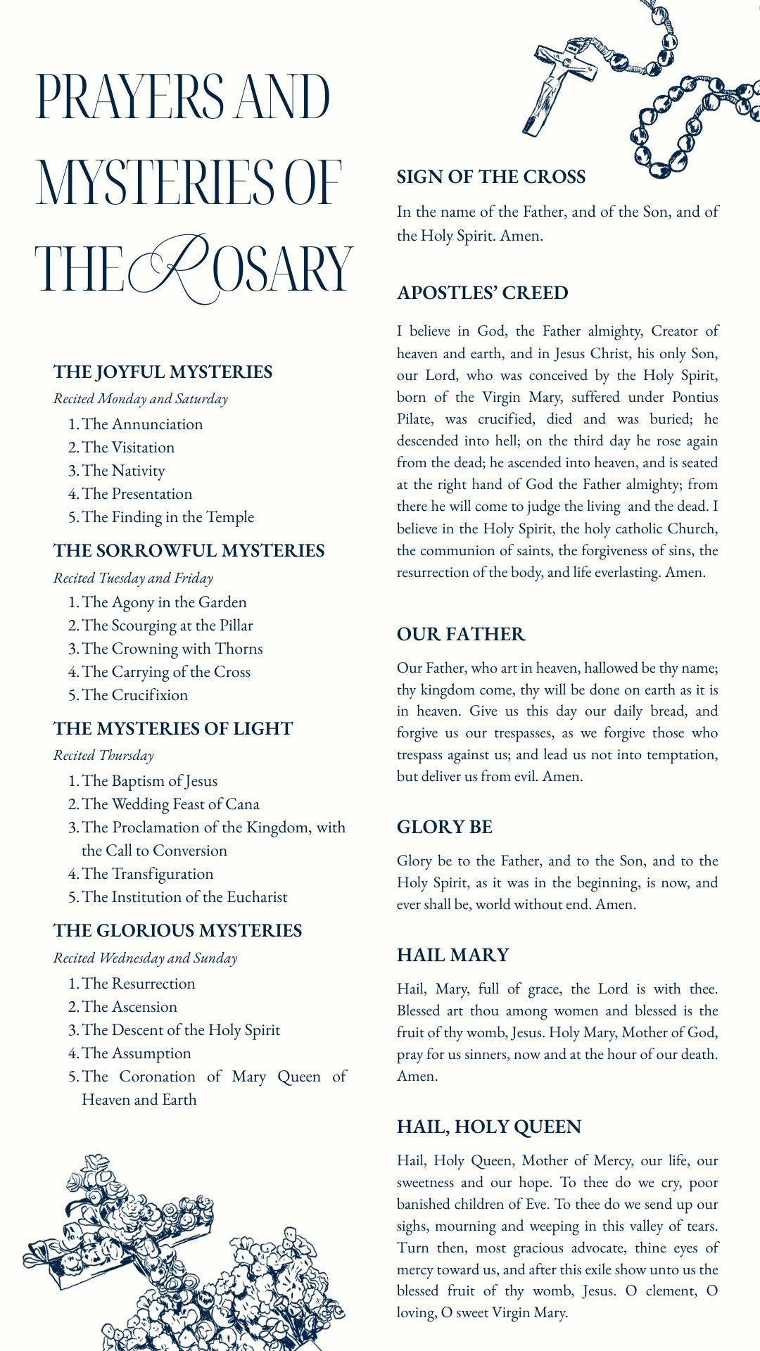 Catholic Rosary Prayers Printable | Prayers & Mysteries of the Rosary ...