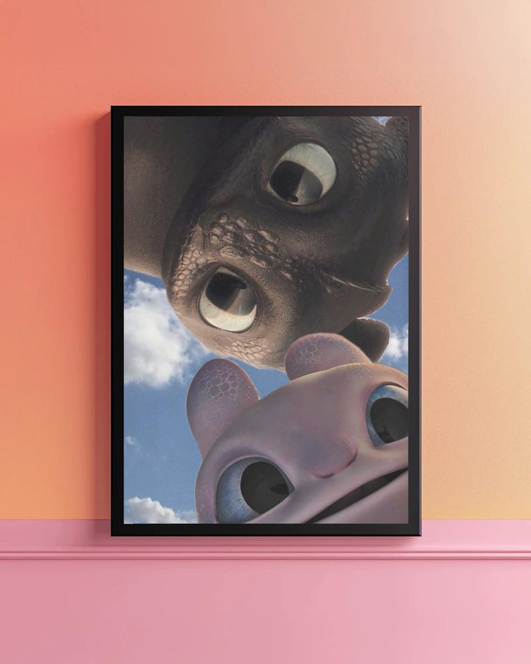 Toothless & Light Fury Poster, How to Train Your Dragon Wall Art, Night ...