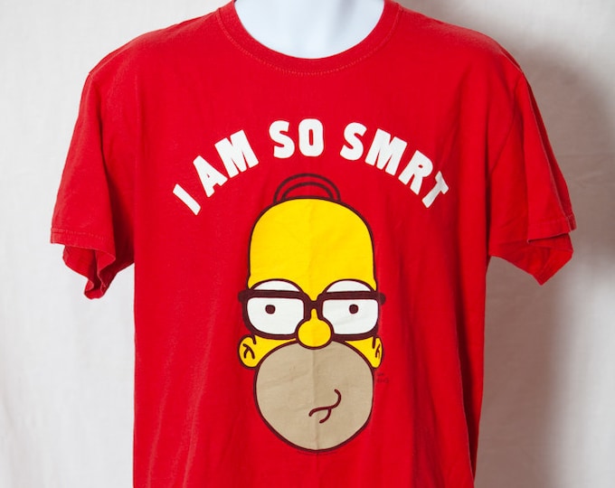 90s Homer Simpson Red Tshirt - I AM SO SMRT - L - Etsy