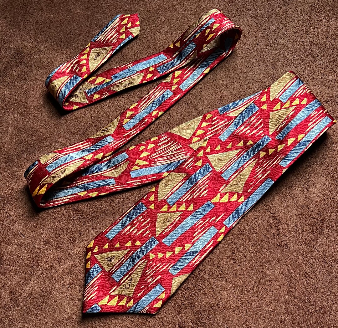 Vintage-new 80s 90s Mens Necktie Colorful Busy Tie - Etsy