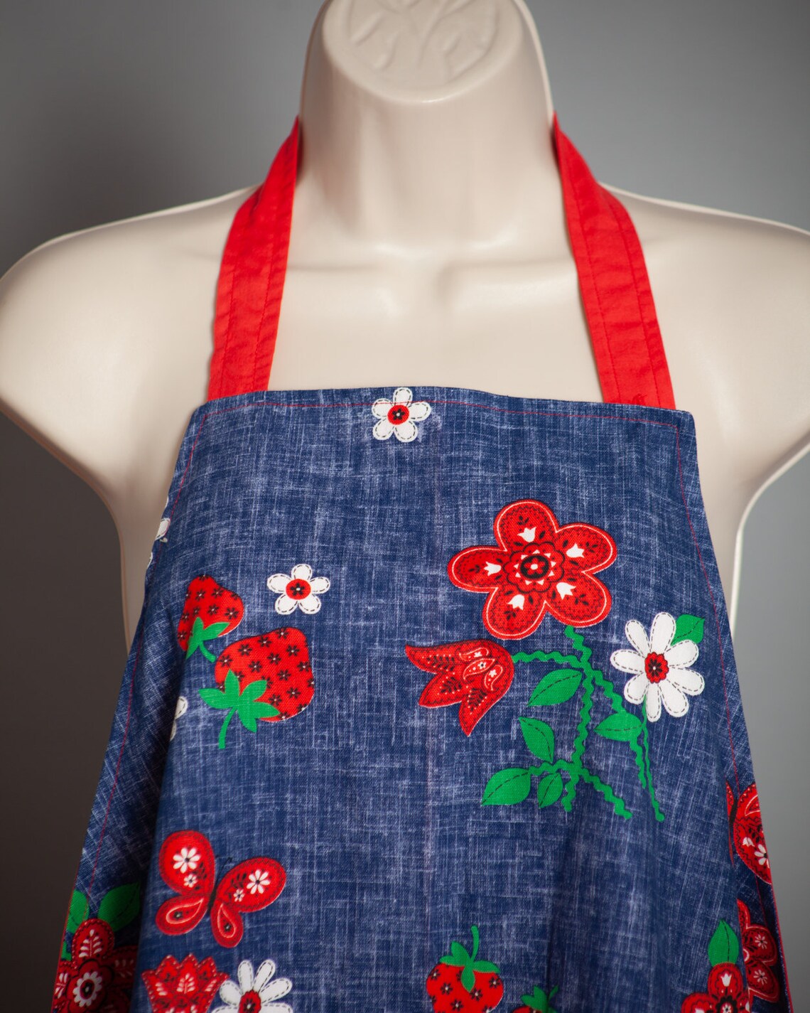 Cute Homemade Apron floral pattern srawberry vintage fabric | Etsy