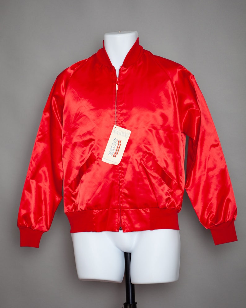 70s 80s Shiny Red Nylon Athletic Jacket - Etsy