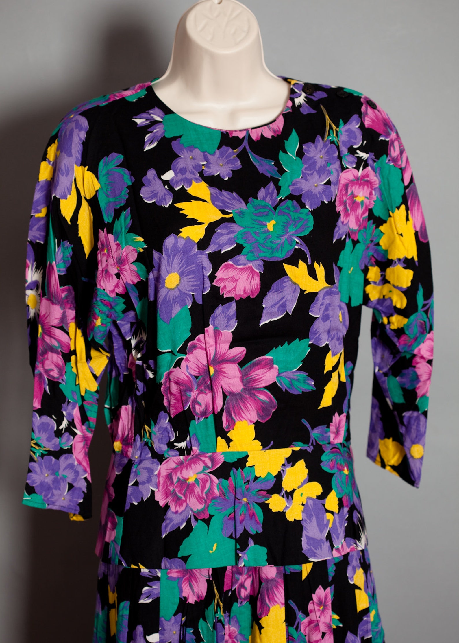 Vintage Women's 80s 90s Colorful Floral Flower Pattern Two | Etsy