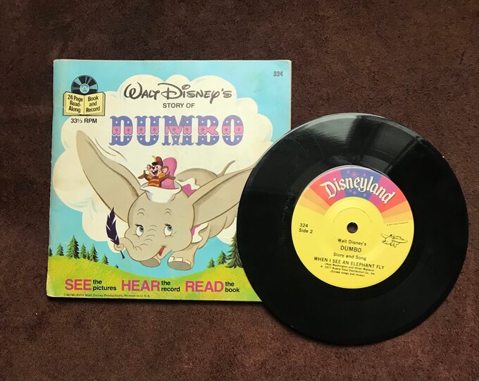 Vintage 70s Walt Disneys Story of DUMBO Childrens Book and Record - Etsy
