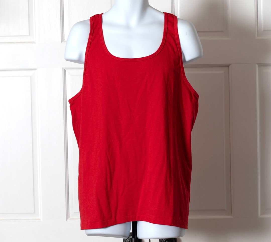 70s 80s Mens Red Tank Shirt - Etsy
