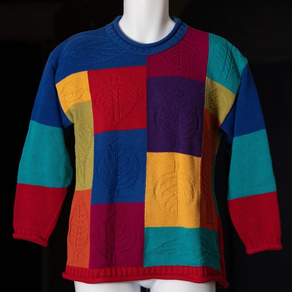 90s Colorful Sweater - Etsy