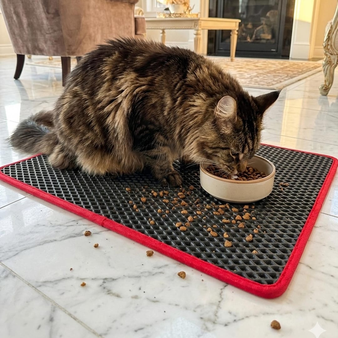 Cat Food Mat - Made in Canada - Custom Size Pet Feeding Mat, Dog Bowl ...