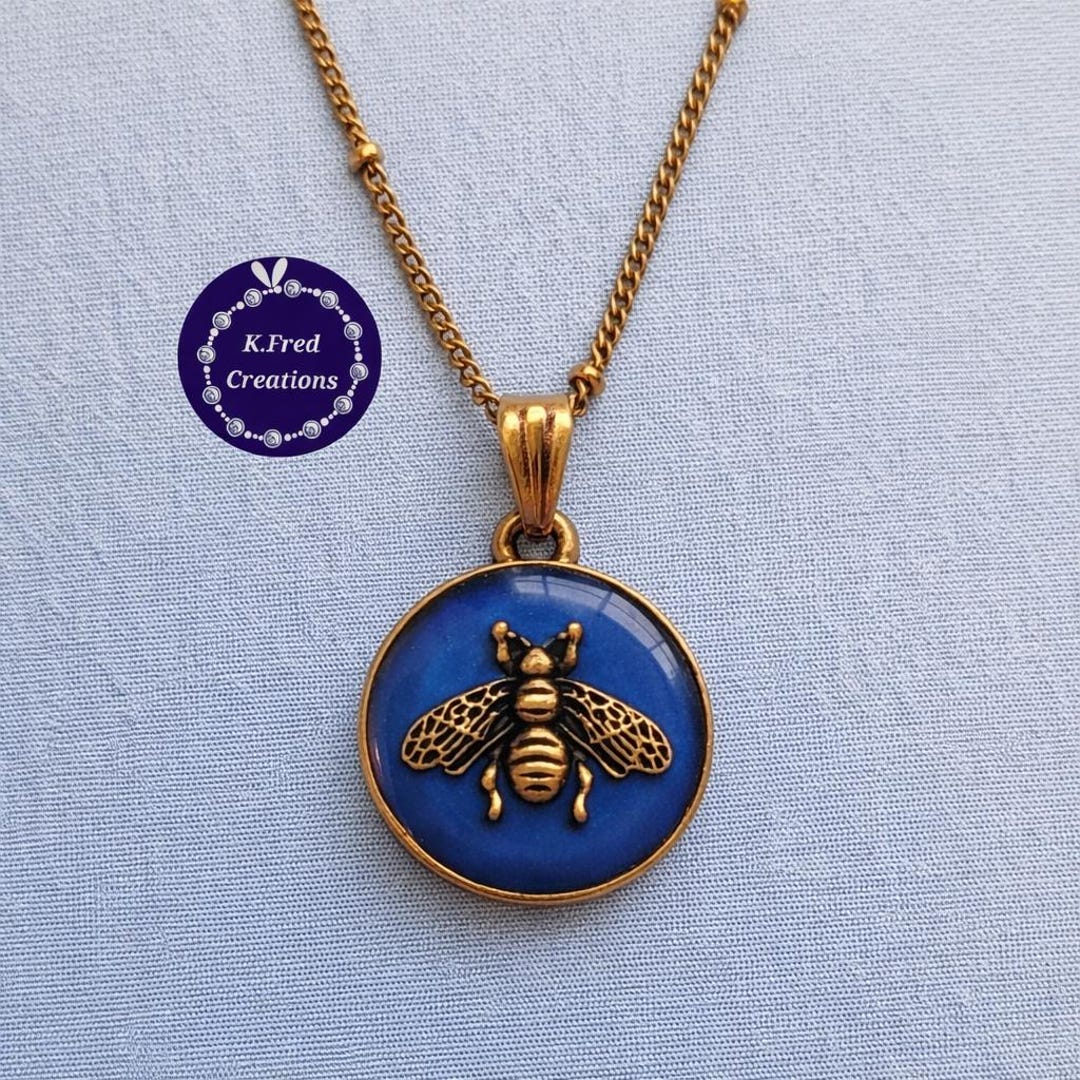 Upcycled Blue Bumblebee on a 21" Gold Tone Stainless Steel Satellite ...