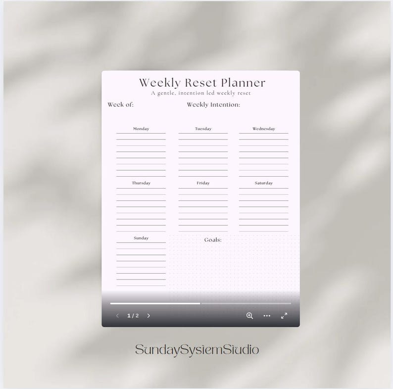 Weekly Reset Planner Printable | Gentle Weekly Planner for Wellness - Etsy