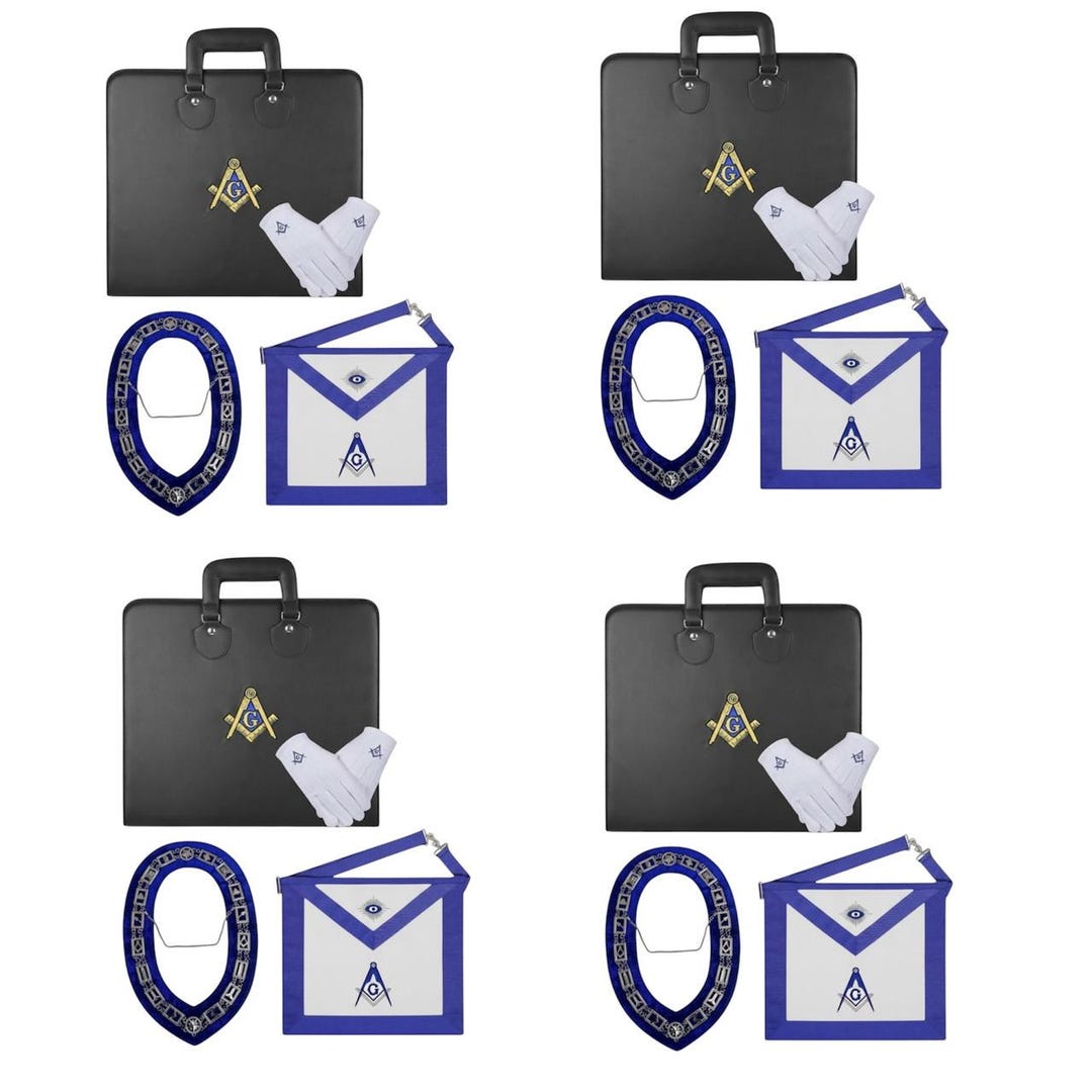 Masonic Regalia Set: Blue Lodge Master Mason Apron, Collar Gloves Case ...