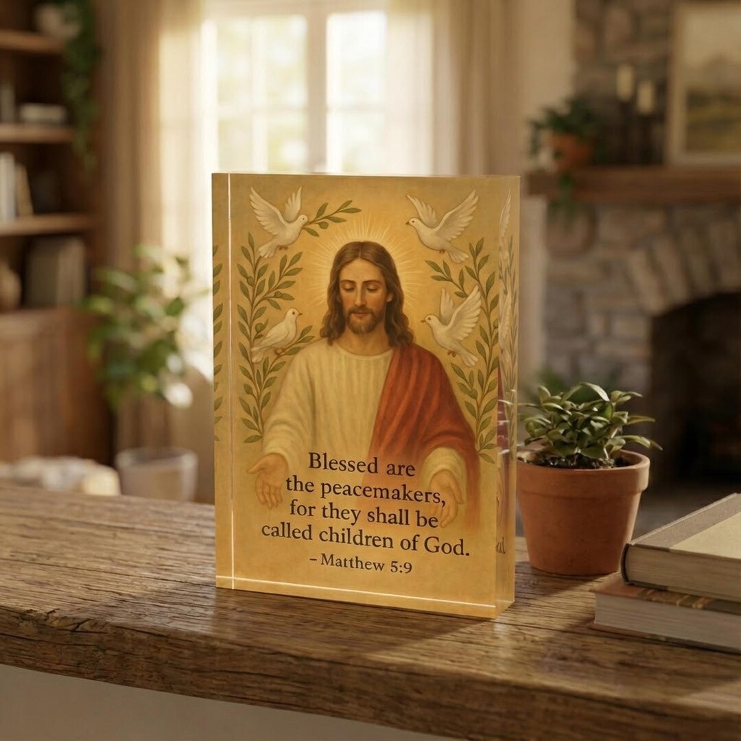 Blessed Are the Peacemakers Jesus Photo Block | Religious Wall Art - Etsy