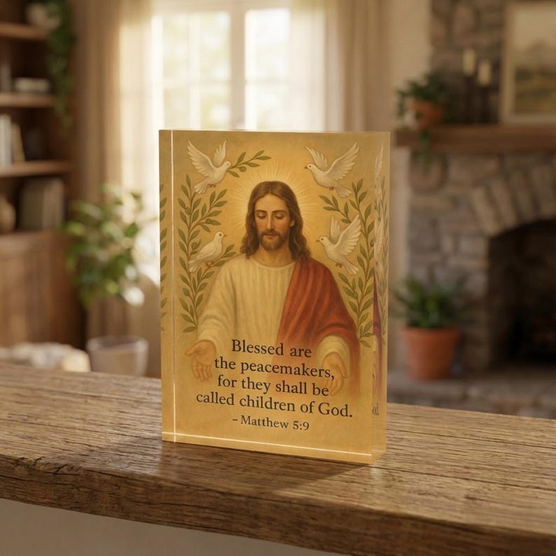 Blessed Are the Peacemakers Jesus Photo Block | Religious Wall Art - Etsy