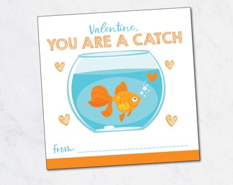 Valentine Gift Tag Printable Goldfish Instant Download - Etsy