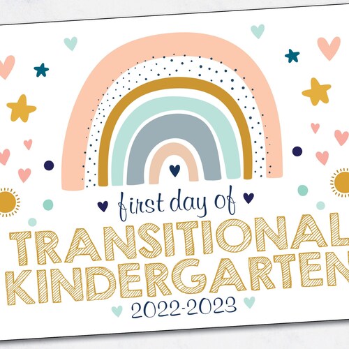 Boho Rainbow Hello Kindergarten Sign First Day of - Etsy