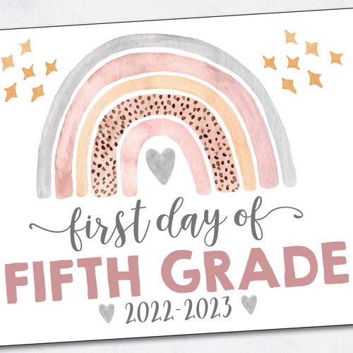 Boho Rainbow Hello Fourth Grade Sign First Day of Fourth - Etsy
