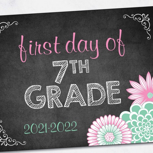 First Day of School Sign / 7th Grade / Watercolor / First Day - Etsy