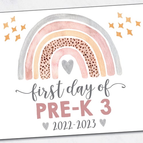 Boho Rainbow Hello Pre-k Sign First Day of Prekindergarten - Etsy