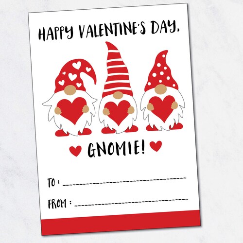Valentines Day Cards for Kids Gnome Valentine Card Printable - Etsy