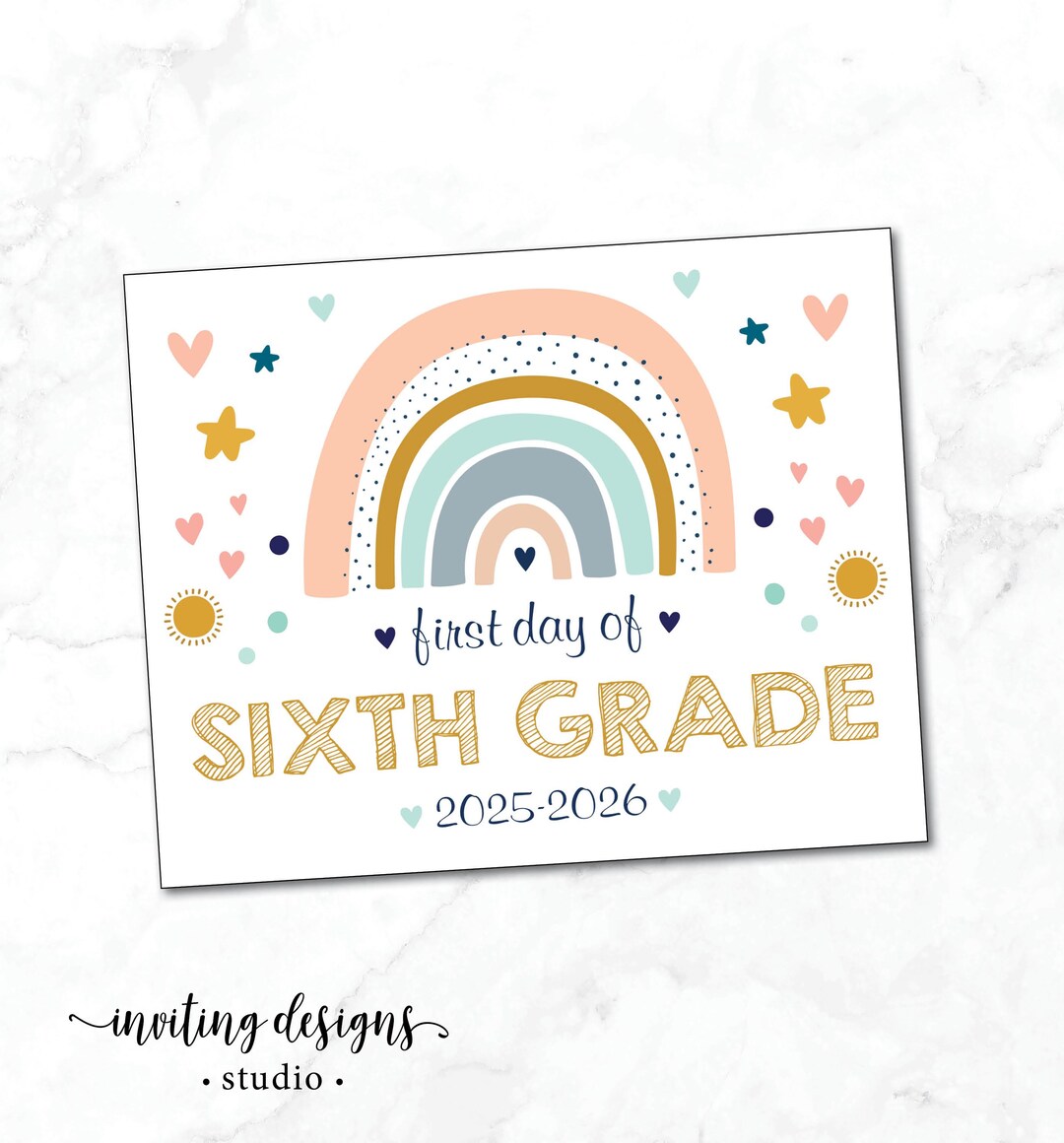 First Day of 6th Grade Sign / First Day of School Sign / 2025 Printable ...